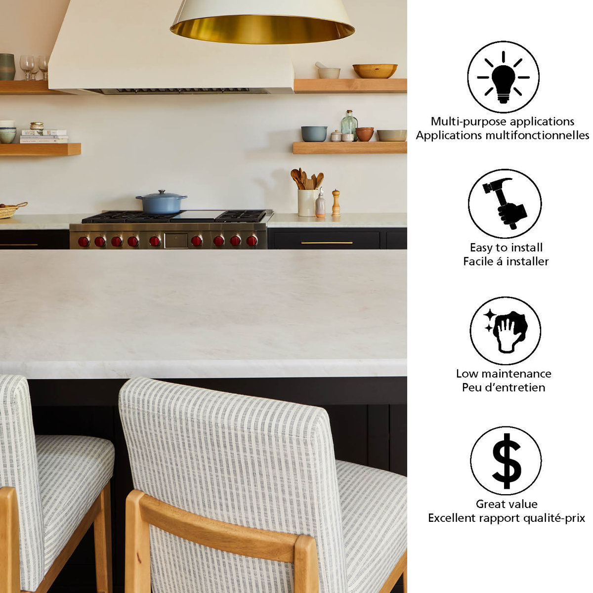 Wrought Studio 96 in. / 8' Prosecco Quartzite Laminate Countertop Kit with Ora Eased Edge ...